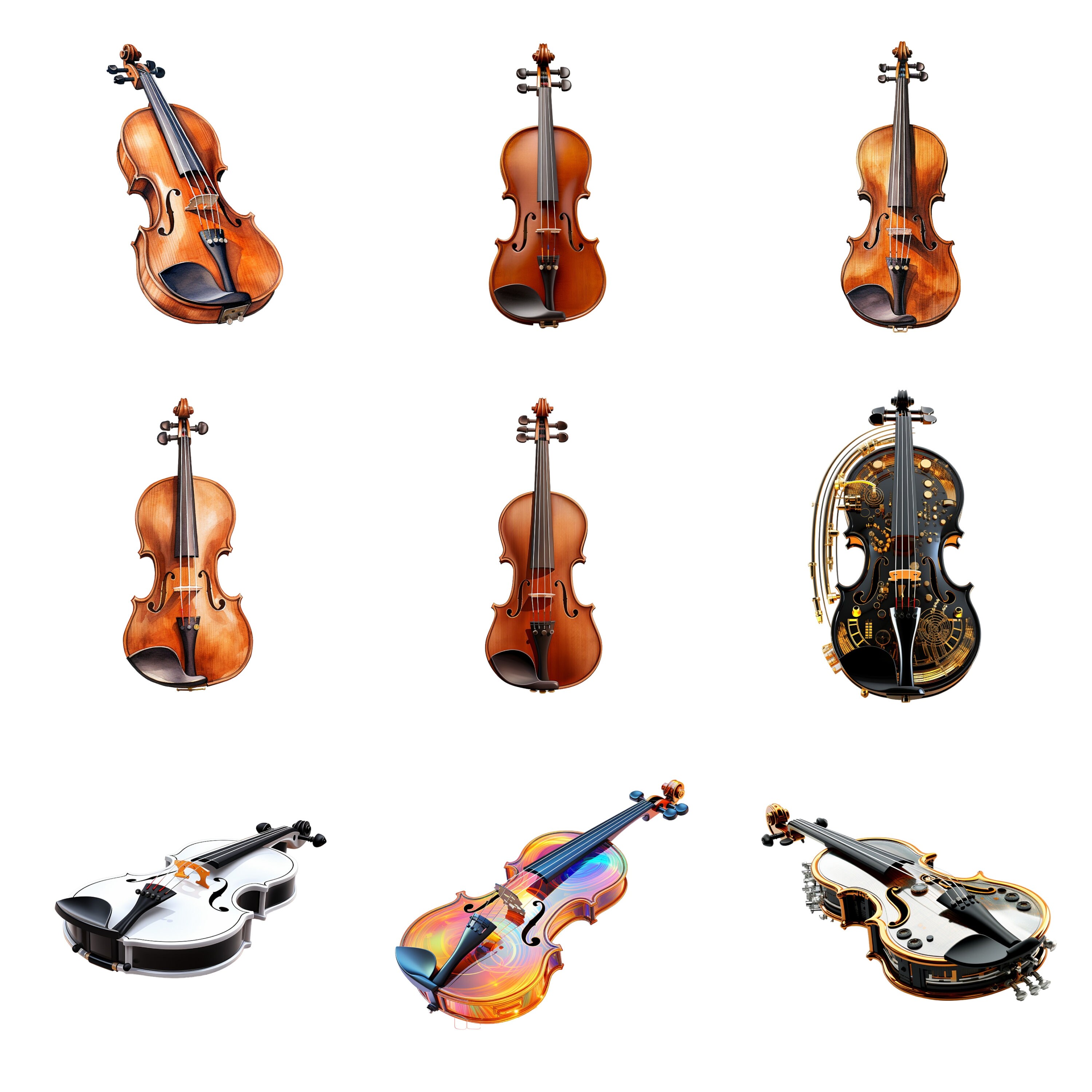 Violins Clipart, PNG Digital Files on Transparent Background ...