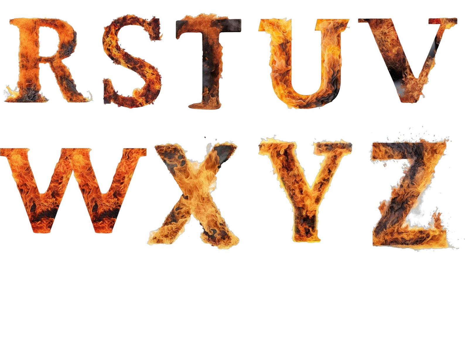 Fire Alphabet Clipart Transparent Background High Quality - Etsy