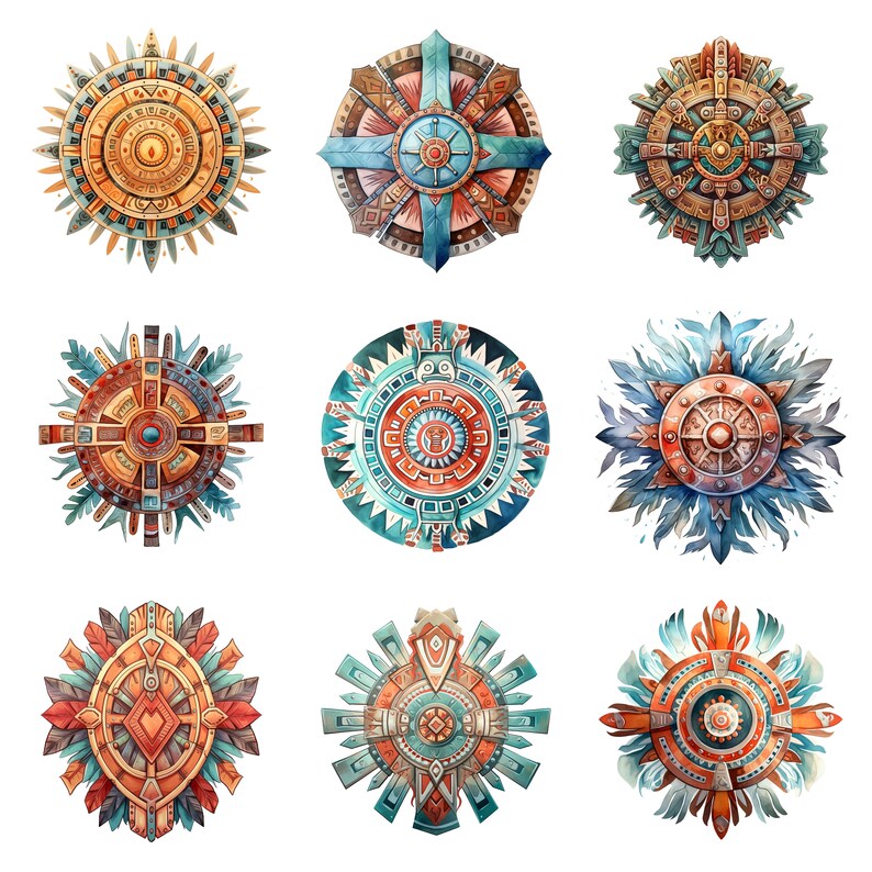 35 Aztec Shields Clipart, Aztec Clipart, PNG Individual Images on ...