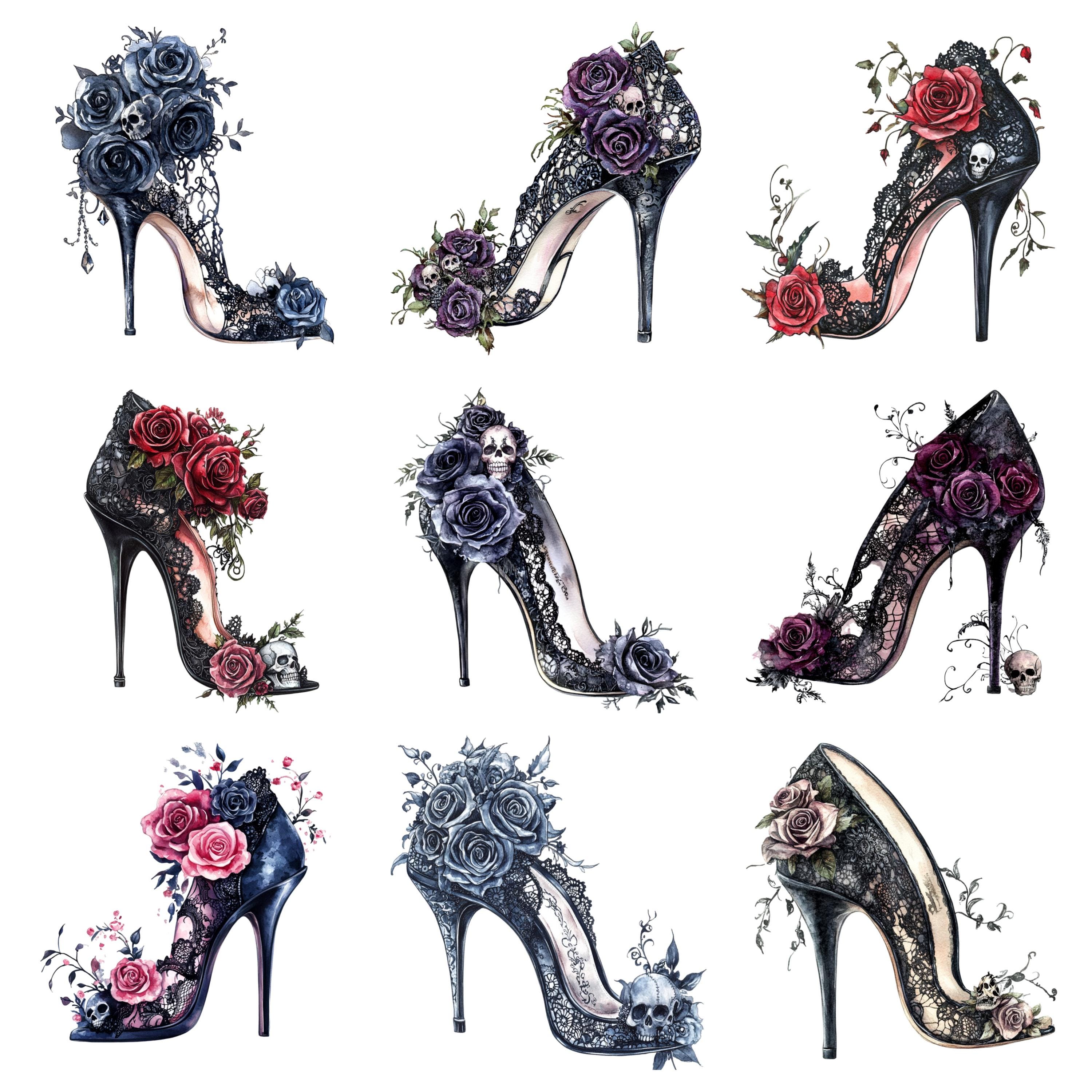 25 Gothic High Heels Watercolor Clipart, PNG Digital Files on ...