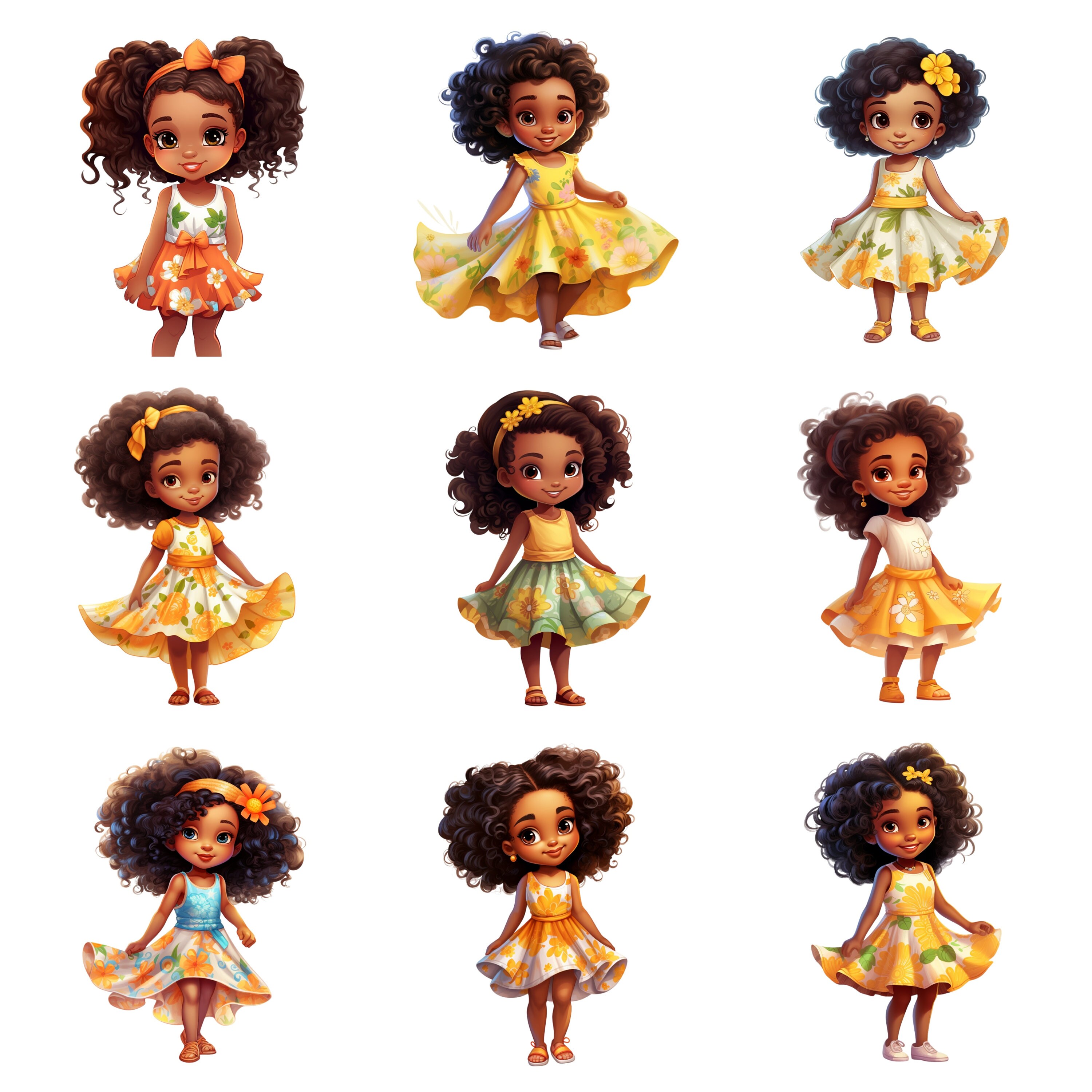 49 Cute Little Black Girls Clipart, Summer Vibes, PNG Individual Images ...