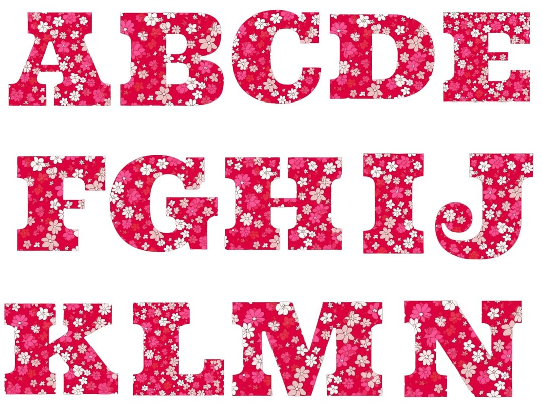Pink Alphabet Clipart , Floral Alphabet, Transparent Background, High ...