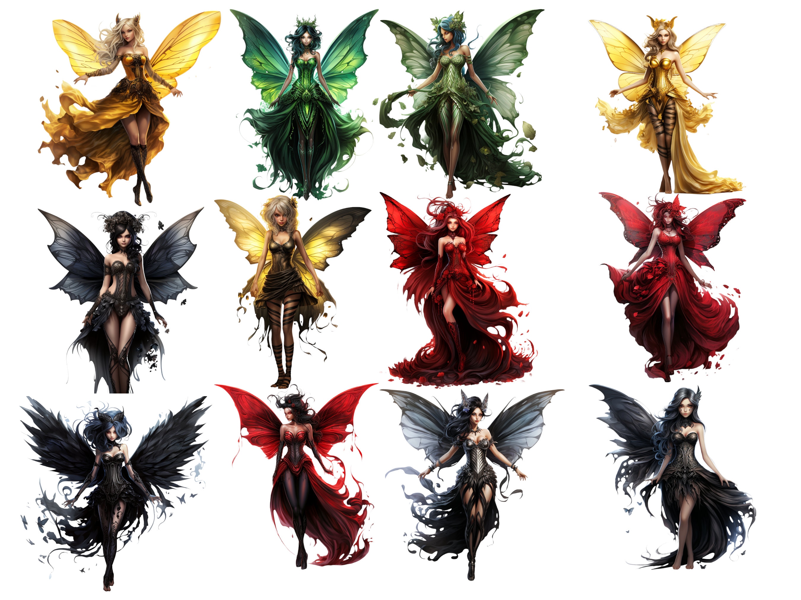 Animated Dark Fairies Clipart Scrapbook Transparent - Etsy Australia