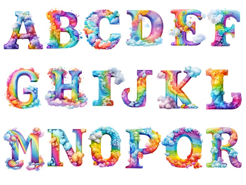 Rainbow Alphabet, Letters Png, Alphabet Png, Instant Download for ...