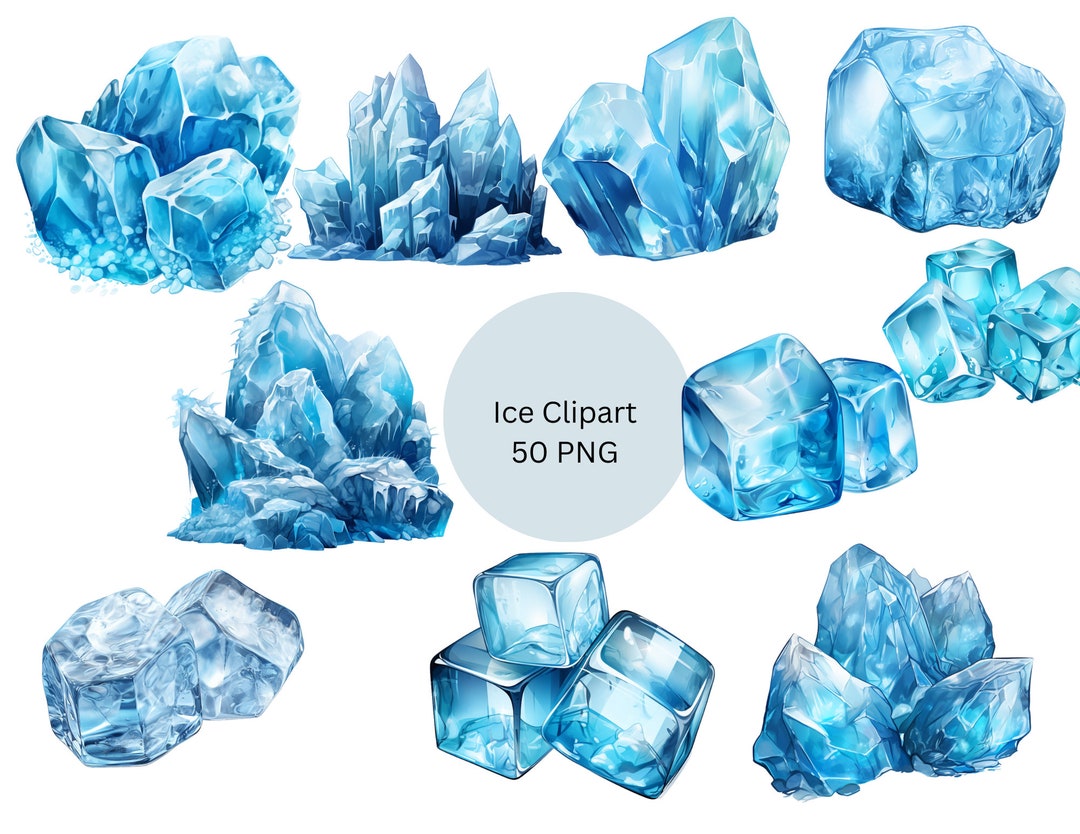 Ice Clipart, Ice Cubes PNG Digital Files on Transparent Background ...