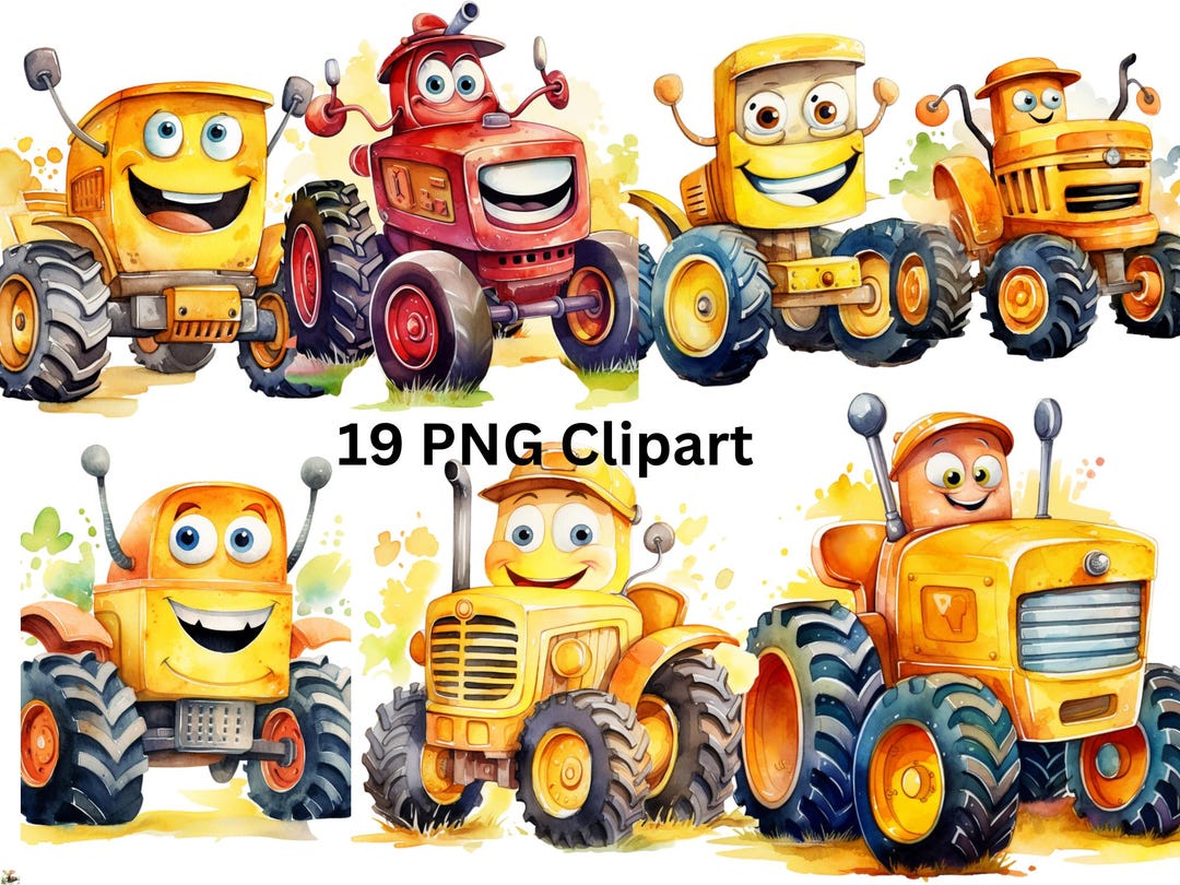 19 Animated Tractors Clipart, PNG Individual Images on Transparent ...