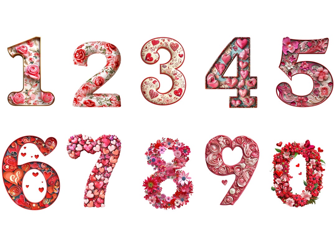 Valentine's Numbers, Love Numbers, Instant Download for Commercial Use ...