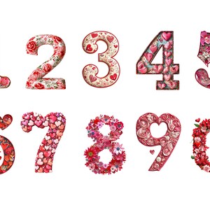 Valentine's Numbers, Love Numbers, Instant Download for Commercial Use ...