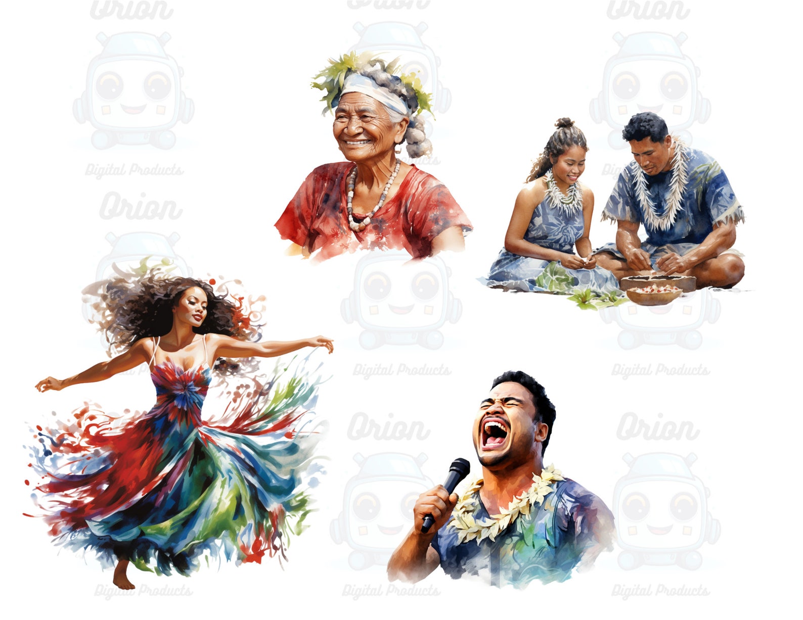 Watercolor Samoans Clipart, Samoan Islands, PNG Digital Files on ...