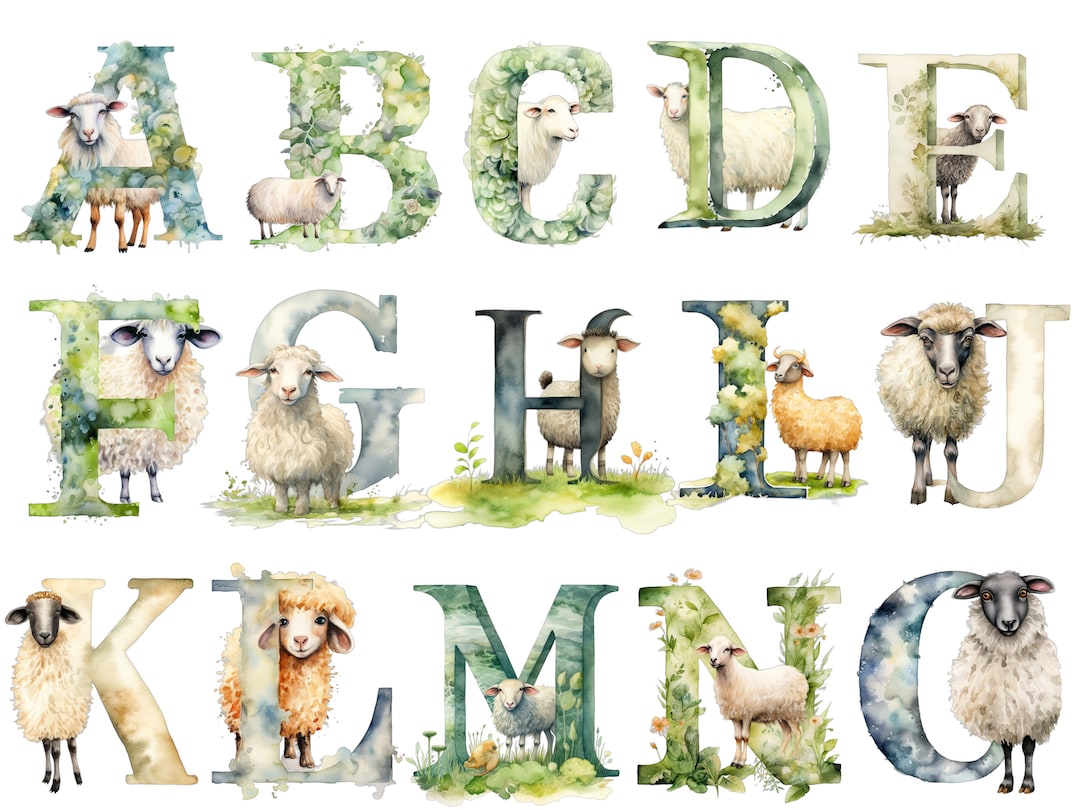 Sheep Alphabet , Transparent Background, High Quality, Clipart, 12x12 ...