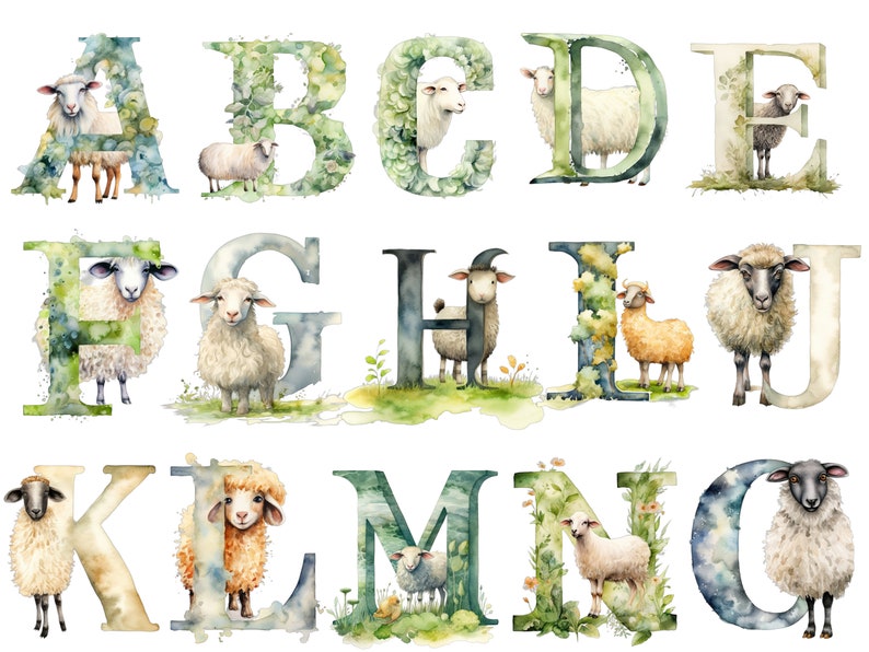 Sheep Alphabet , Transparent Background, High Quality, Clipart, 12x12 ...