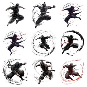 36 Ninjas Clipart, Ninja Clipart, PNG Individual Images on Transparent ...
