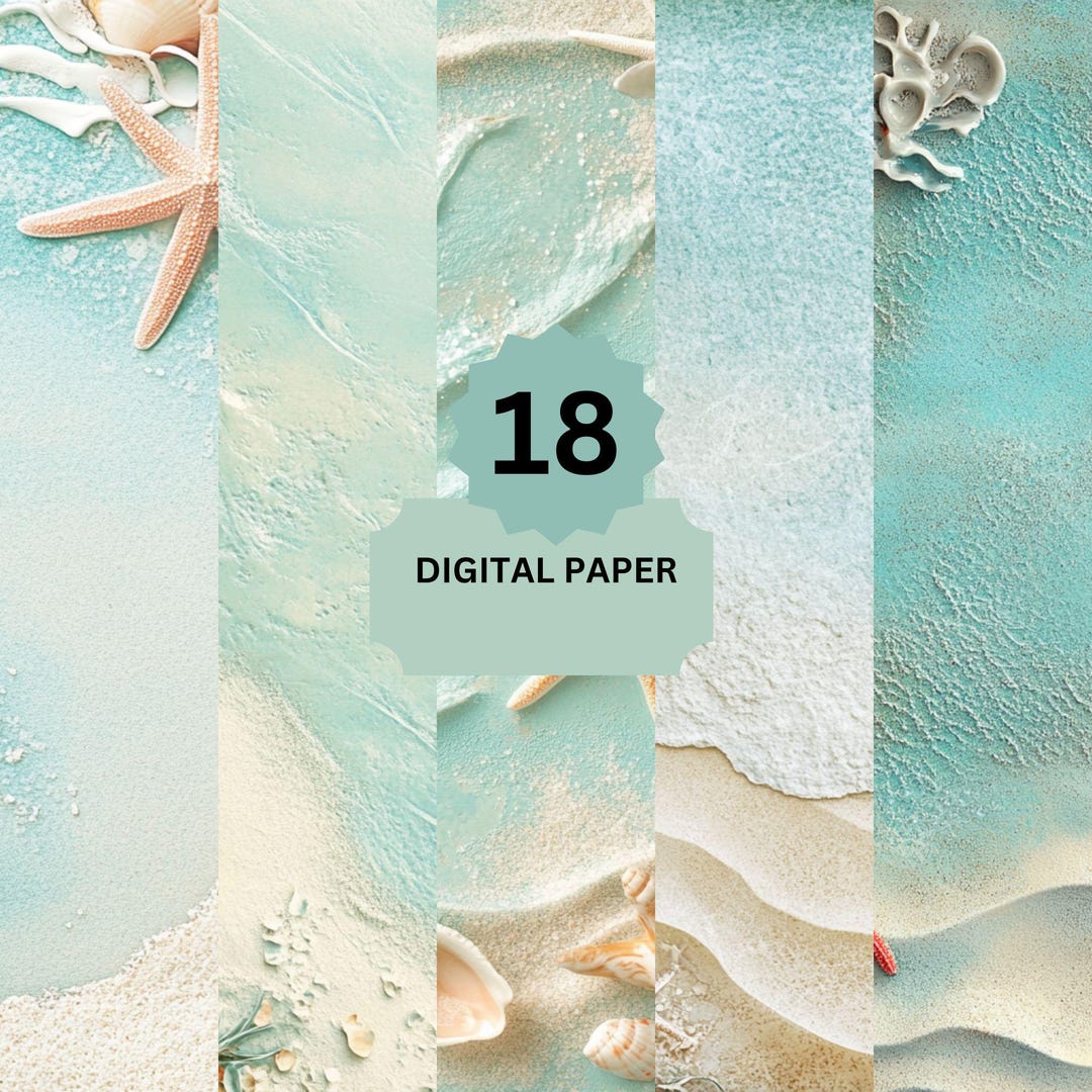 Beach Sand Digital Paper – 18 Ocean & Shoreline Backgrounds With ...