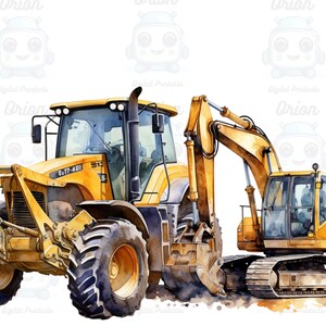 Watercolor Construction Vehicles Clipart, Construction Clipart, PNG ...