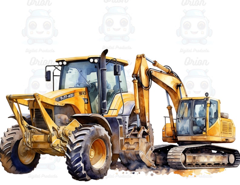 Watercolor Construction Vehicles Clipart, Construction Clipart, PNG ...