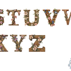 Floral Wood Alphabet, Letters Png, Alphabet Png, Instant Download for ...
