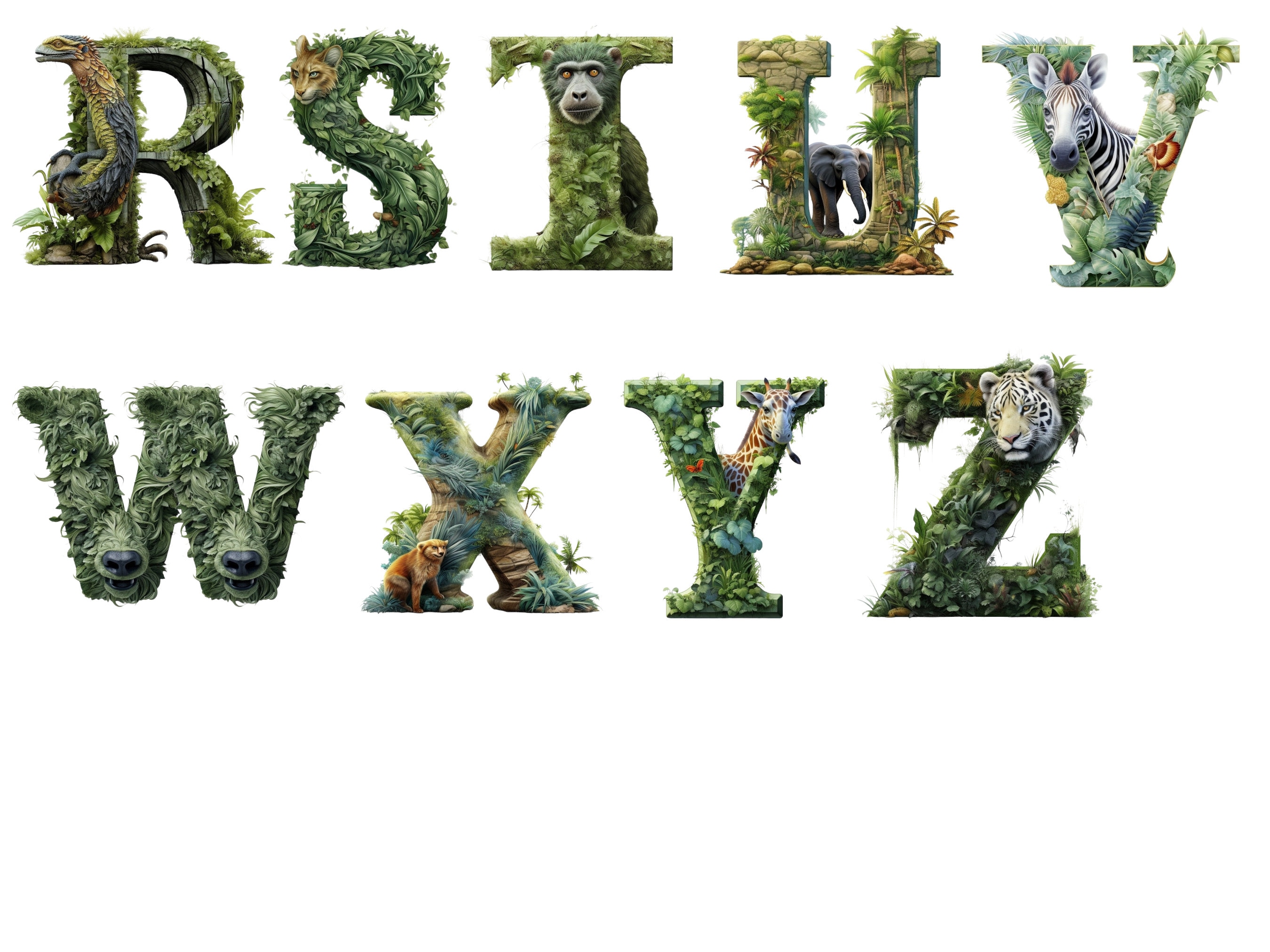 Jungle FONT Png Jungle Alphabet Png Jungle Png Cut Files for - Etsy UK
