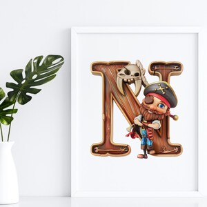 Watercolor Pirate Alphabet Clipart, PNG Digital Files on Transparent ...