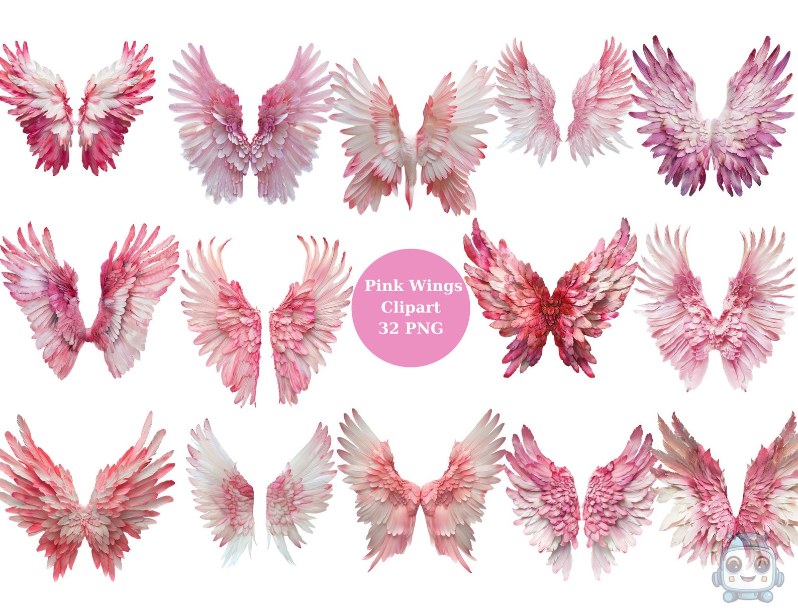 Watercolor Pink Wings Clipart, Transparent Background, High Quality ...