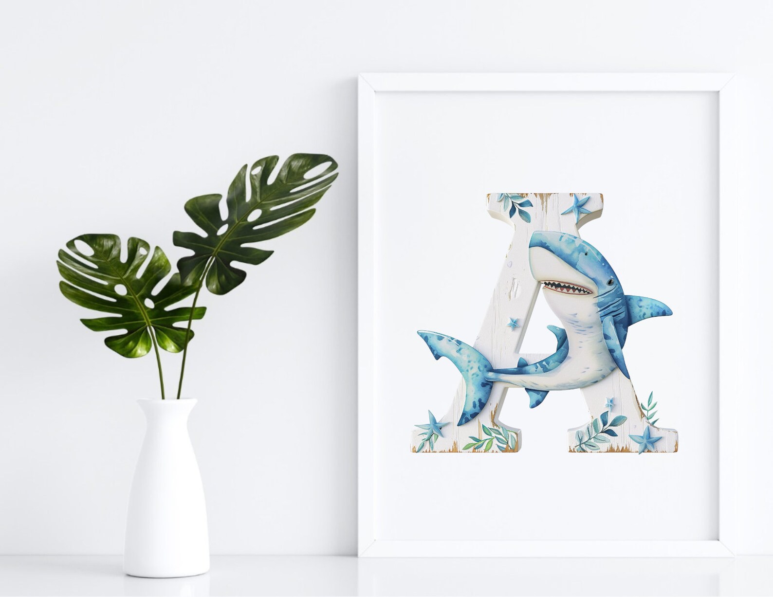 Watercolor Shark Alphabet Clipart, PNG Individual Images on Transparent ...