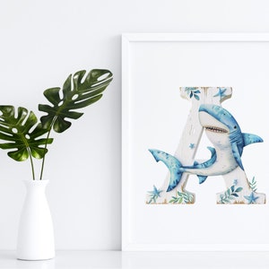 Watercolor Shark Alphabet Clipart, PNG Individual Images on Transparent ...