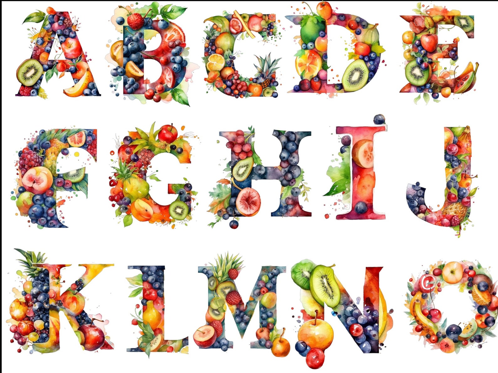Fruits FONT Png, Fruits Alphabet Png, Fruits Png Cut Files for Cricut ...