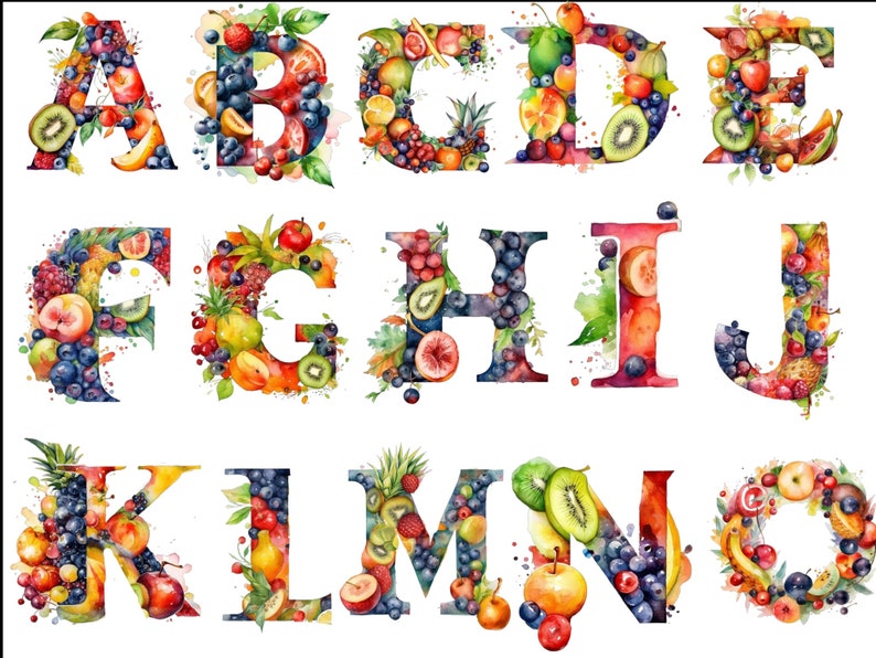 Fruits FONT Png, Fruits Alphabet Png, Fruits Png Cut Files for Cricut ...