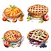 Watercolor Fruit Pies Clipart, PNG Individual Images on Transparent ...