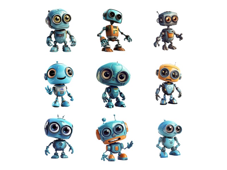 Animated Robots Clipart, PNG Images, Instant Download Scrapbook, Junk ...
