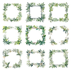 Watercolor Bush Frames Clipart, PNG Digital Files on Transparent ...