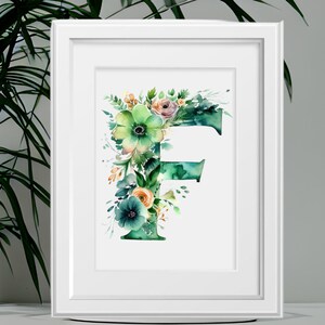 Watercolor Floral Green Alphabet Clipart , Floral Alphabet, Transparent ...