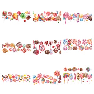 31 Candy Borders Watercolor Clipart, Border Clipart, PNG Individual ...