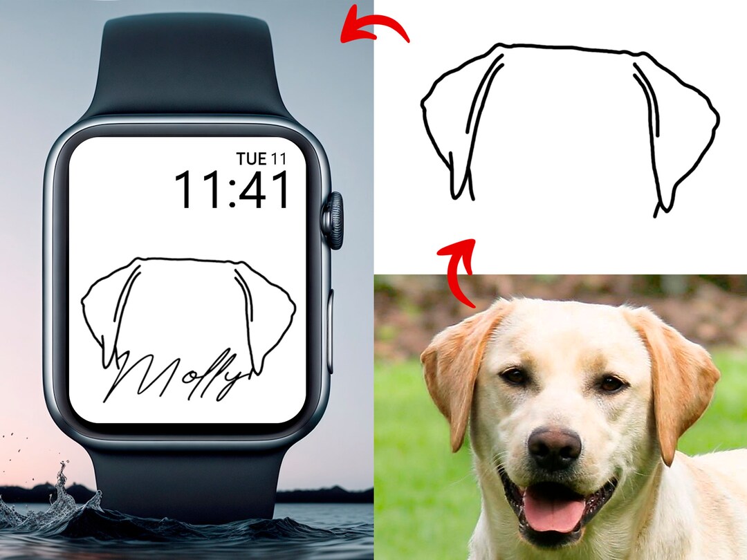 Custom Pet Ear Outline Drawing Apple Watchdog Ear Drawing - Etsy