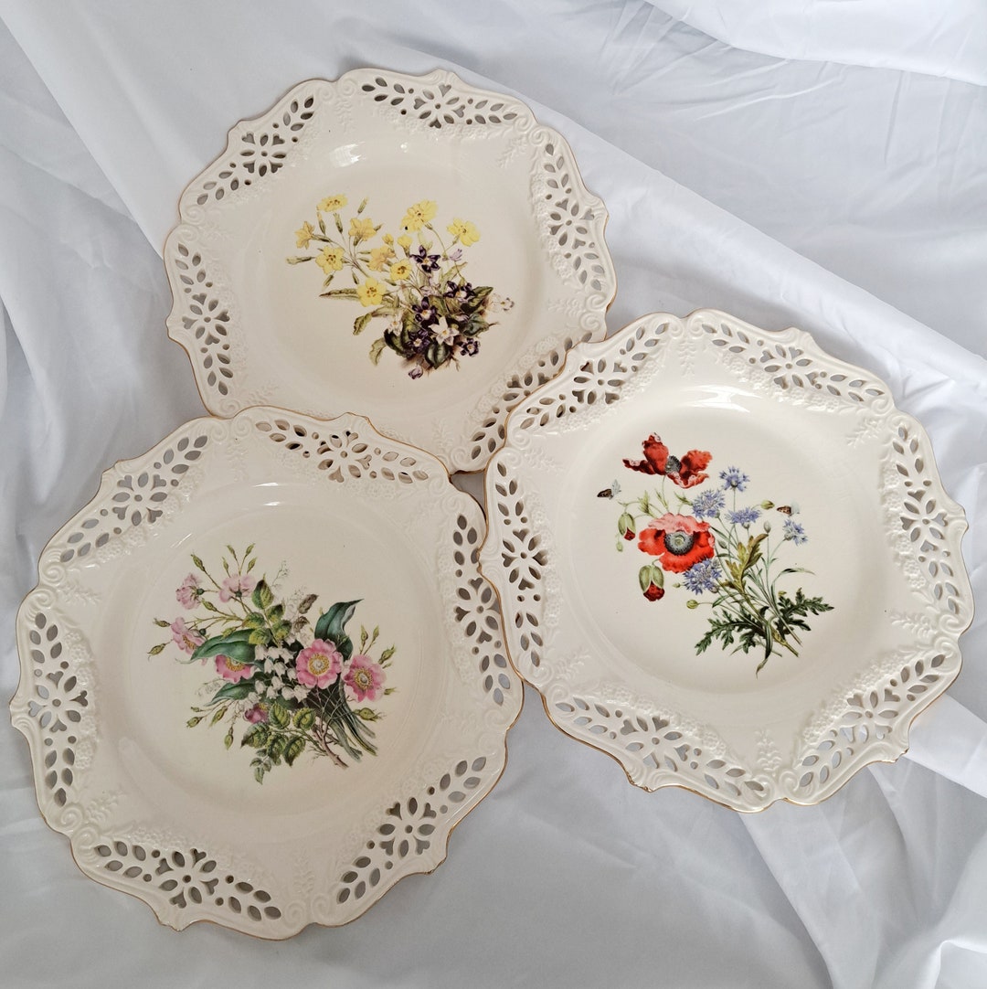 Vintage Royal Creamware Set of 3 Limited Edition Wildflower Decorative ...