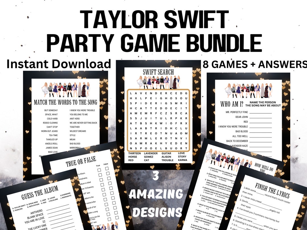 Taylor Swift Party Games, Instant Download Printable, Birthday Party Game, Swiftie Party Games ...