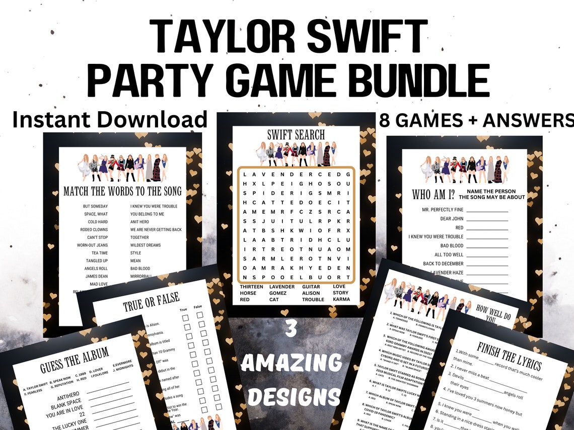 Taylor Swift Party Games, Instant Download Printable, Birthday Party ...