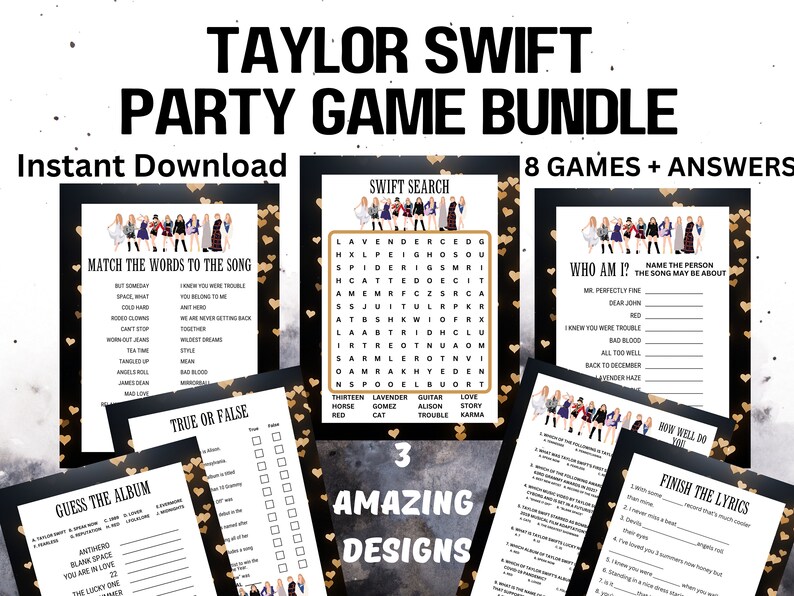 Taylor Swift Party Games, Instant Download Printable, Birthday Party ...