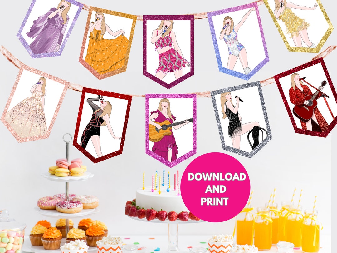 Taylor Swift Inspired Eras Tour Party Banner, Party Bunting, Instant ...