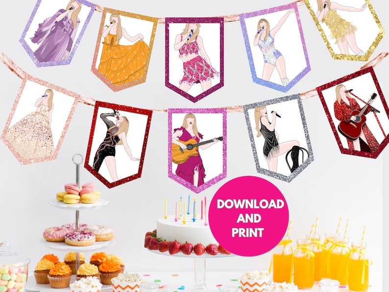 Taylor Swift Inspired Eras Tour Party Banner, Party Bunting, Instant ...