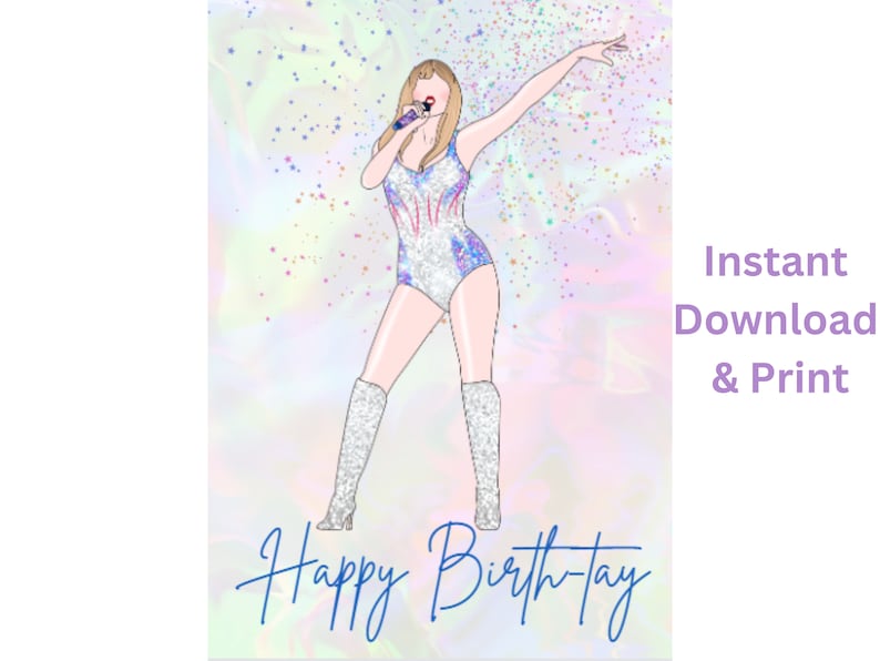 Taylor Swift Birthday Card Instant Download Printable Birthday Party