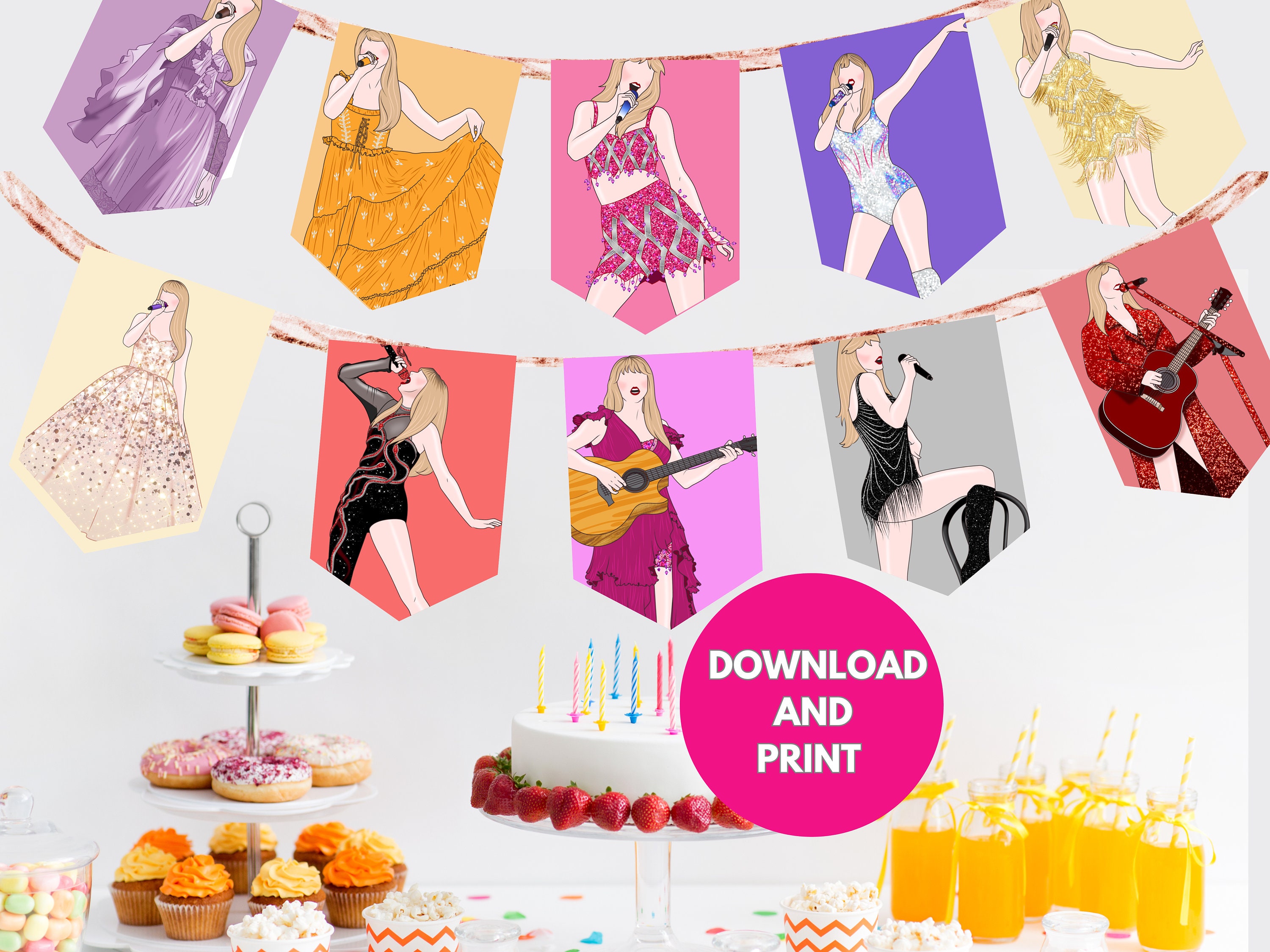 Taylor Swift Inspired Eras Tour Party Banner, Party Bunting, Instant ...