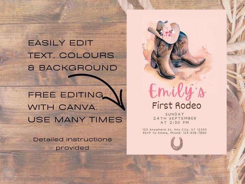 First Rodeo Birthday Party Invitation Template, First Birthday ...