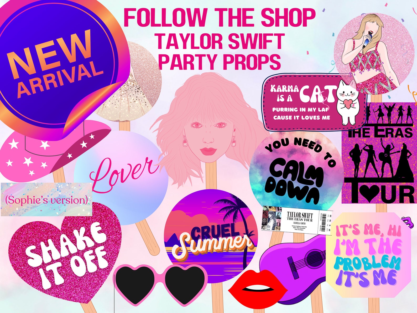 Taylor Swift Inspired Eras Tour Party Banner, Party Bunting, Instant ...