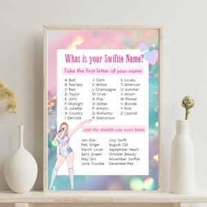 Taylor Swift Game & Name Poster, Instant Download Printable, A3 and A4 ...