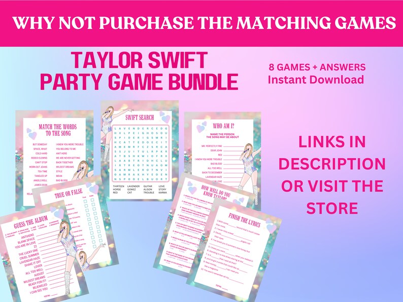 Taylor Swift Game & Name Poster, Instant Download Printable, A3 and A4 ...
