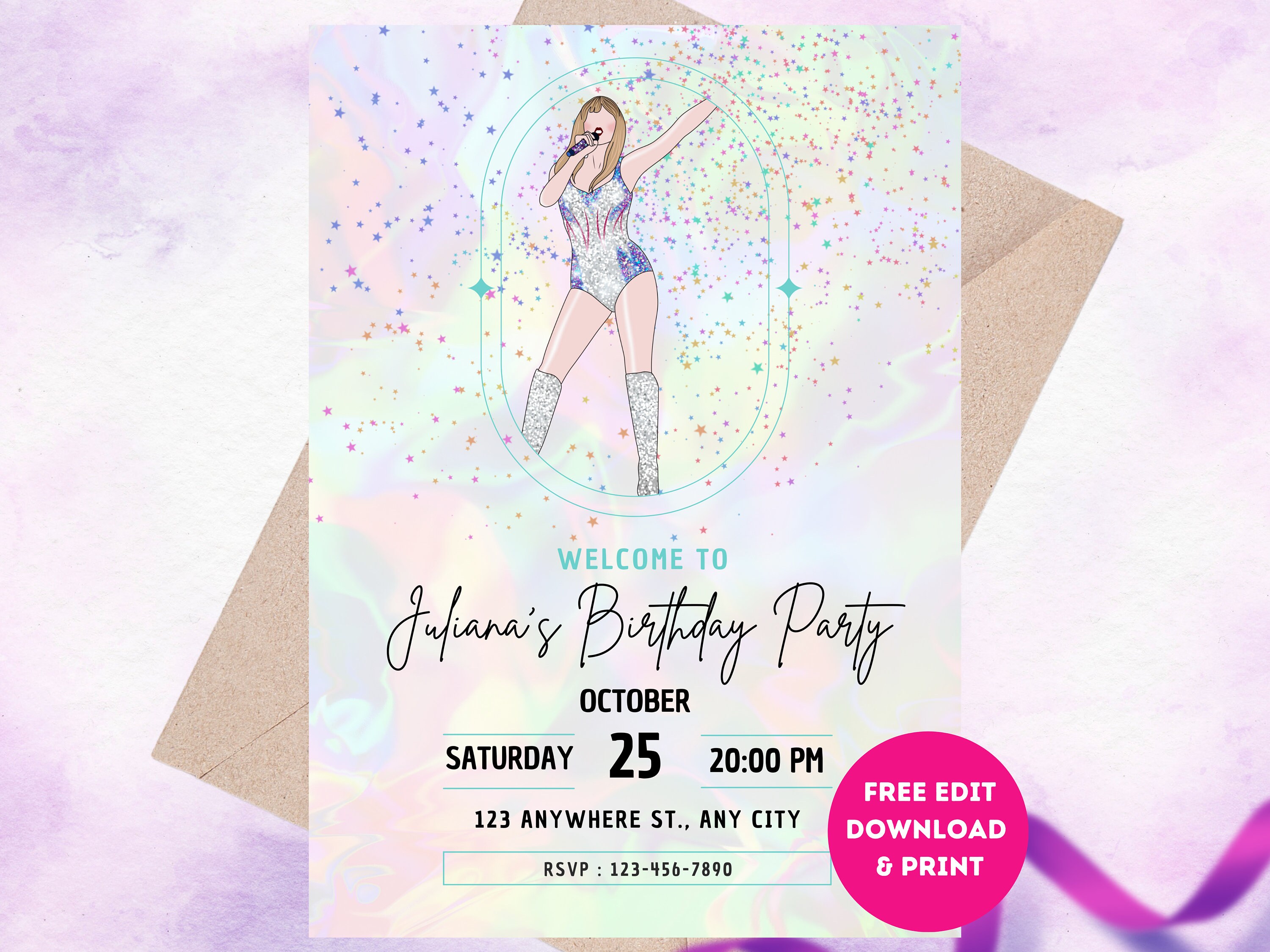 Taylor Swift Inspired Invitation, Editable Digital Invite, Invitation ...