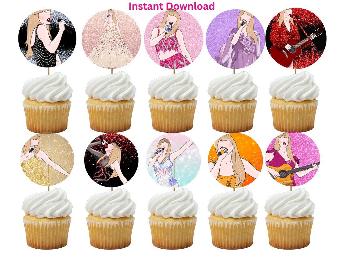 Taylor Swift Inspired Cupcake Toppers, Party Decor, Instant Download ...