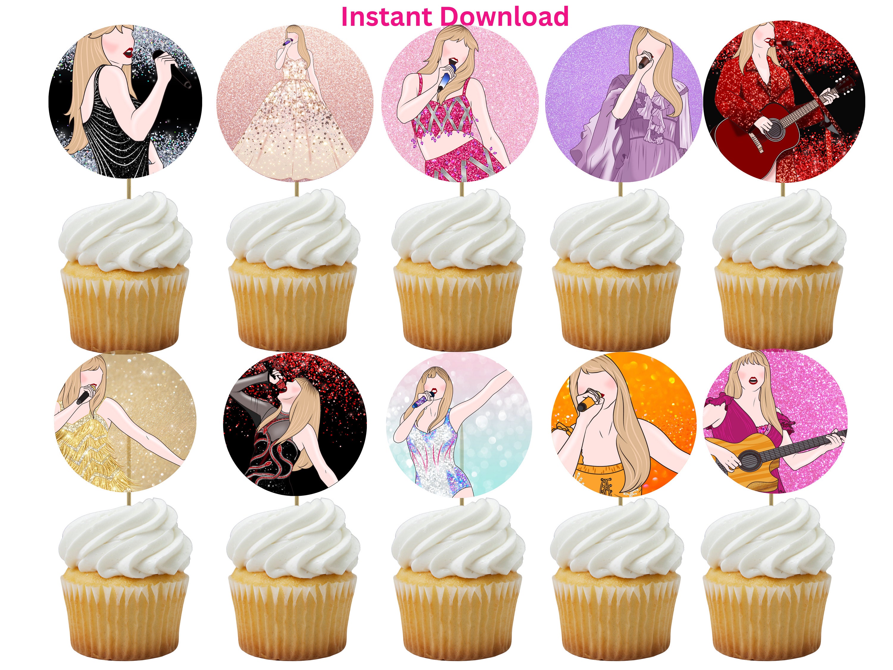 Taylor Swift Inspired Cupcake Toppers, Party Decor, Instant Download ...