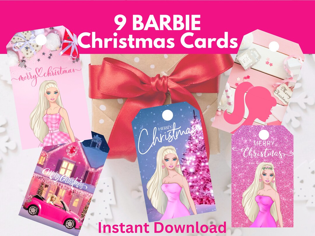 Barbie Christmas Gift Tag, Christmas Present Tag, Christmas Card ...
