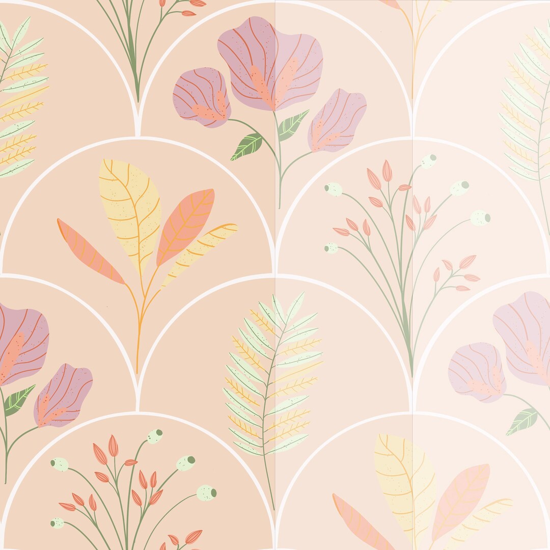 Arched Blooms Seamless Pattern, Scalloped Arches Vintage Art Deco ...